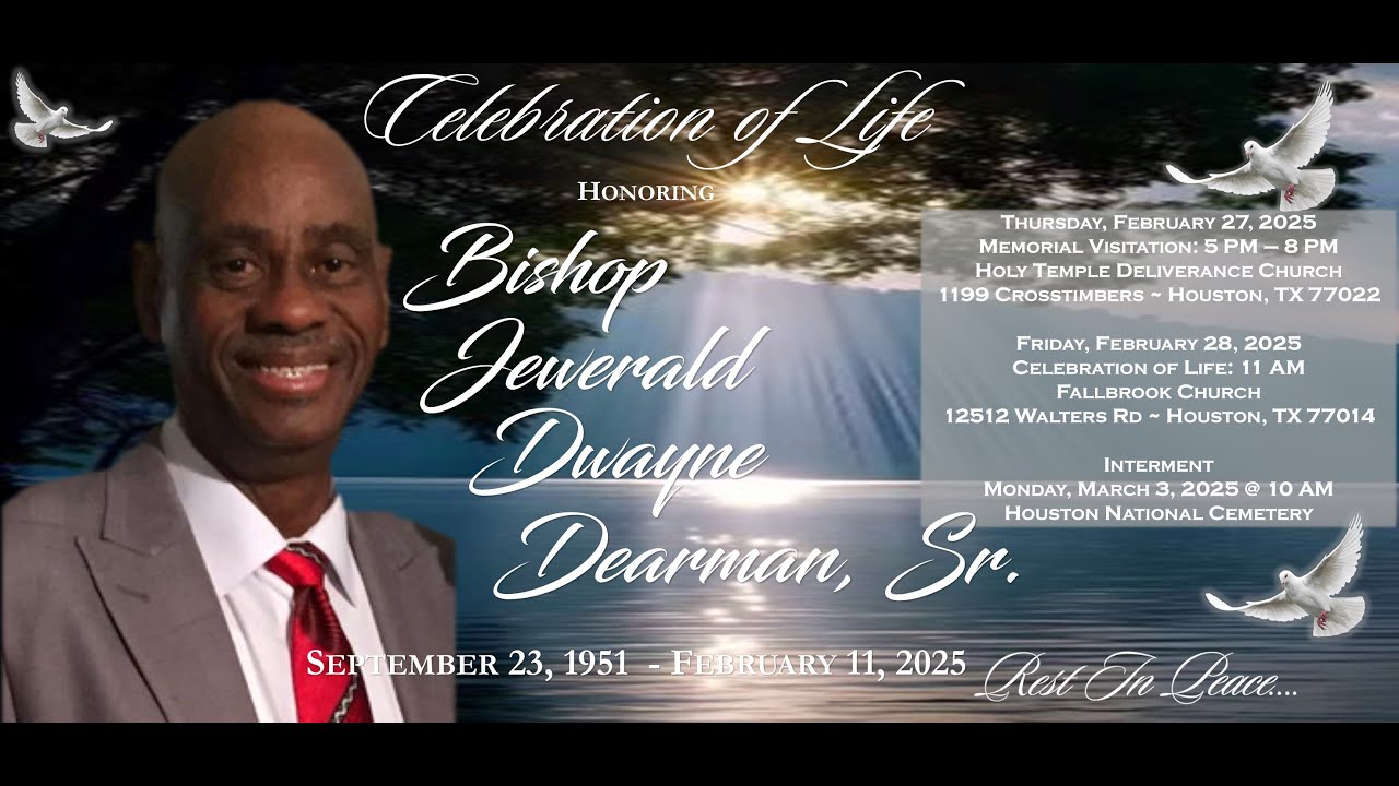 In Loving Memory of Bishop Jewerald "Jewel" D. Dearman, Sr. - Funeral ...