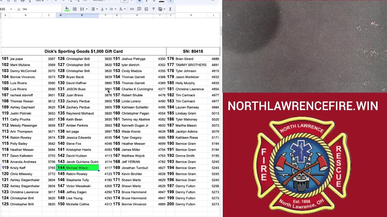 Live Stream - North Lawrence Fire Department - Unlimited Raffles