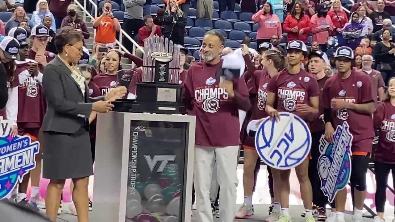 Virginia Tech receives ACC championship trophy - YouTube