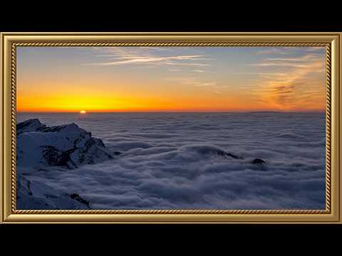 Snowy Peak Cloud Ocean – 4K Ultra HD Frame TV Art 🌅 Vibrant Alpine Sunrise Background