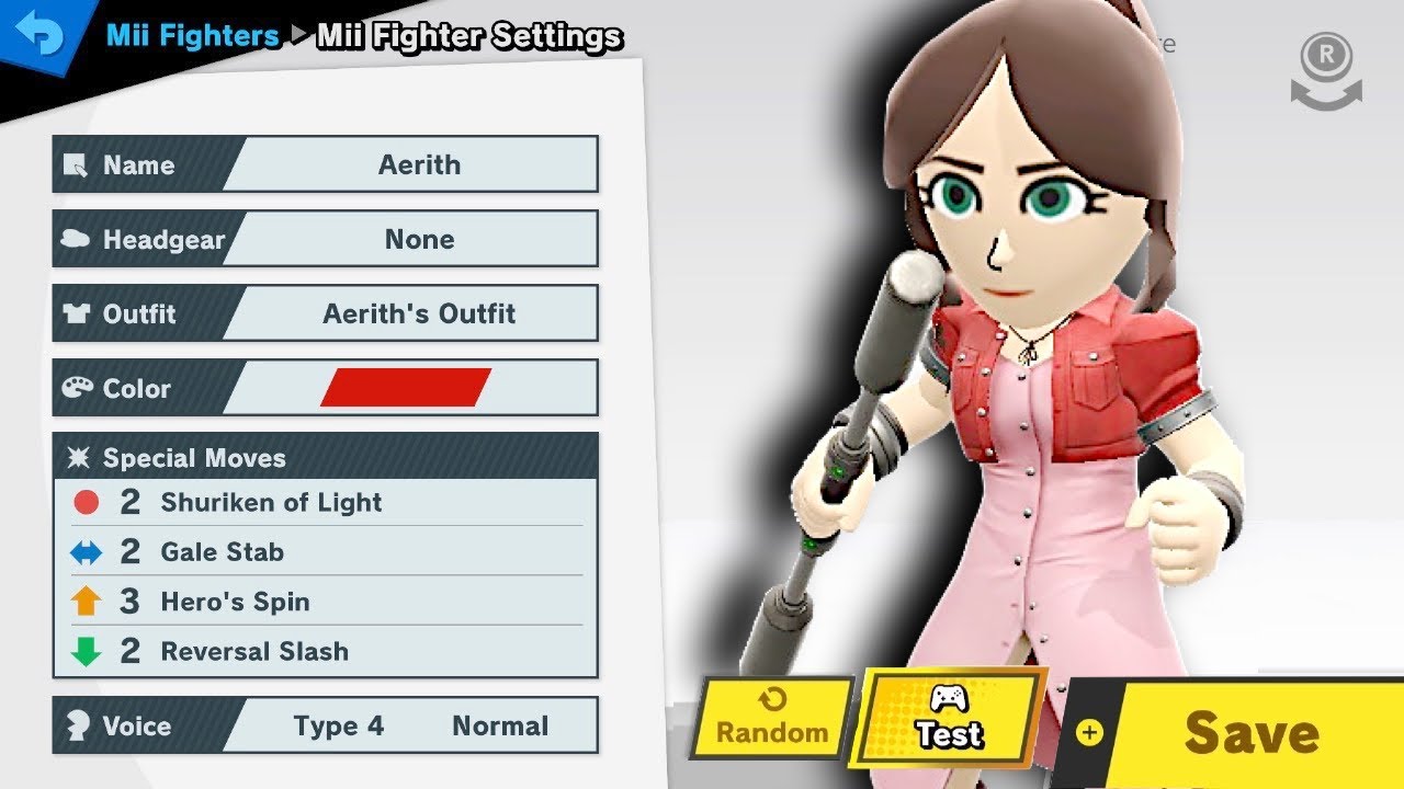 Aerith Gainsborough | Official Nintendo Mii - YouTube