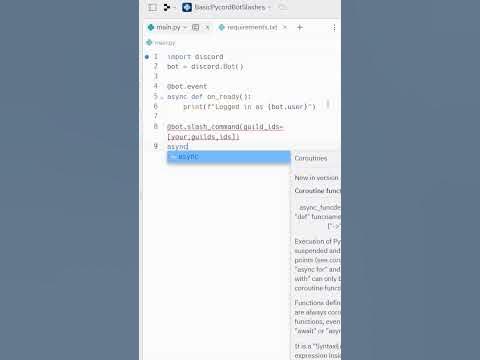 #shorts Quick Pycord bot Setup with Slash Commands - YouTube