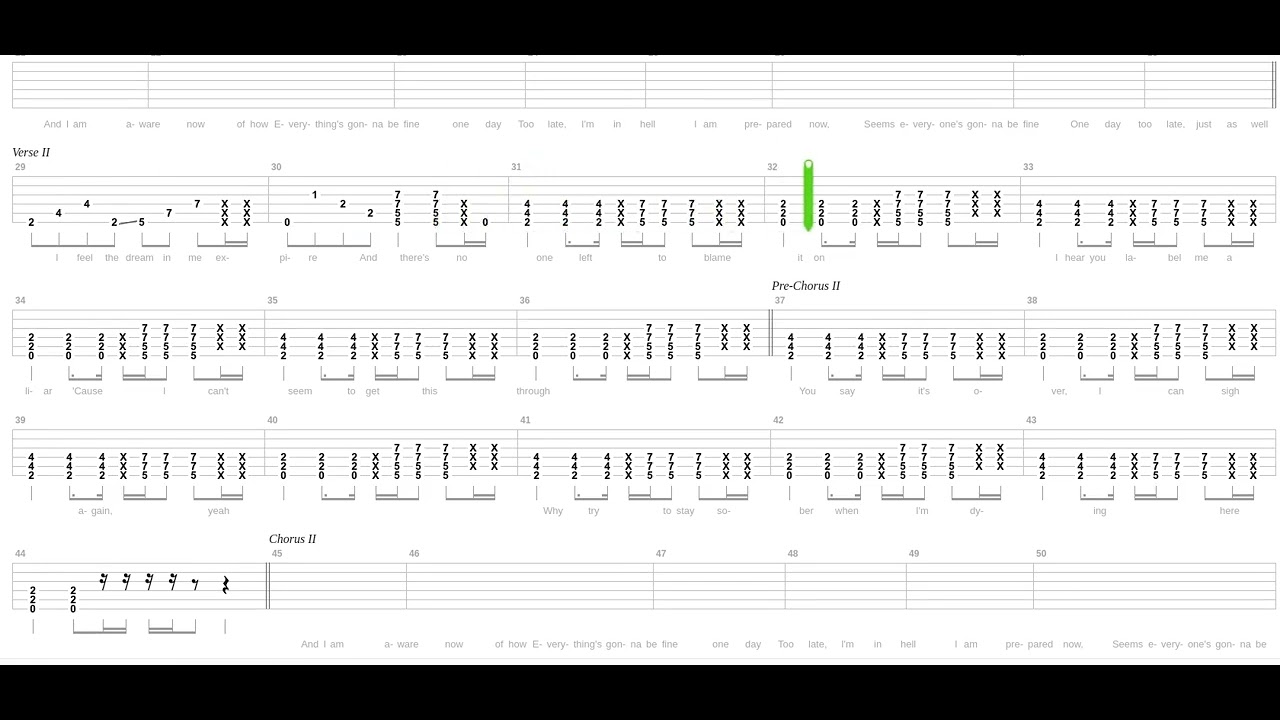 Fine Again Tab by Seether + Guitar only + Guitar tab - YouTube