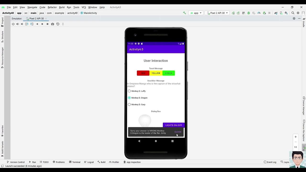Android Studio Activity 4 Toast Message,Snack Bar Message and Dialog ...