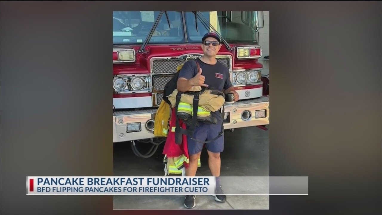 Pancake breakfast fundraiser held for firefighter Cueto - YouTube