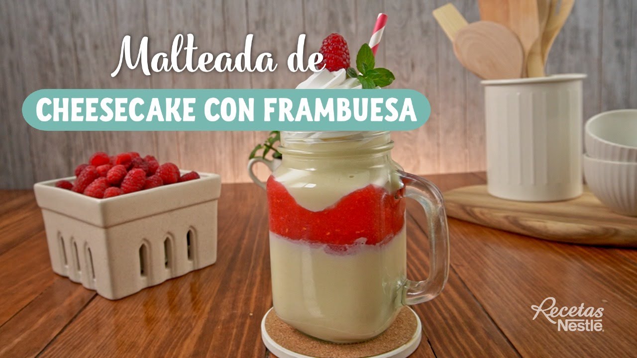 Malteada de cheesecake con frambuesa: cremosa y dulce - YouTube