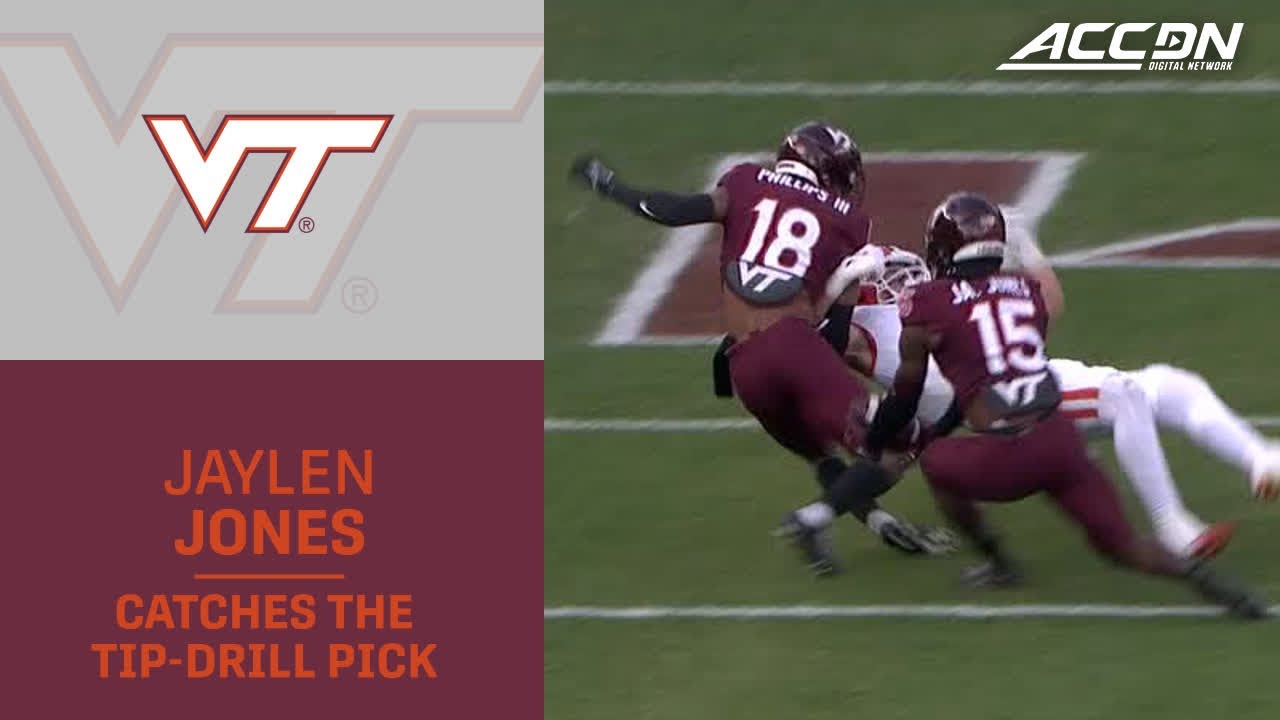 Virginia Tech's Jaylen Jones Catches The Tip-Drill Pick - YouTube