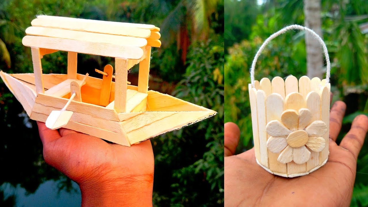 Ice cream stick craft and room decor ideas || popsicle sticks beautiful ...