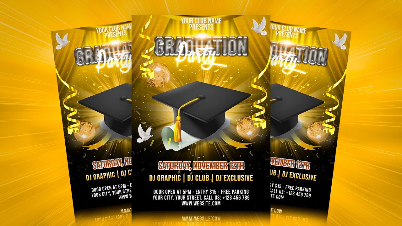 Professional Graduation Party Flyer Design | Photoshop Tutorial - YouTube