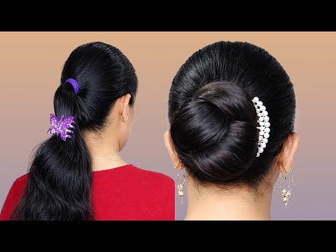 Easy Quick Updo Hairstyles With Clutcher 🧿 Easy Hairstyle Bun Styles F Long Hair For Wedding Girls