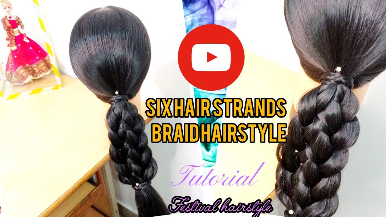 How to six hair strands braid hairstyle for beginners|easy hair style ...