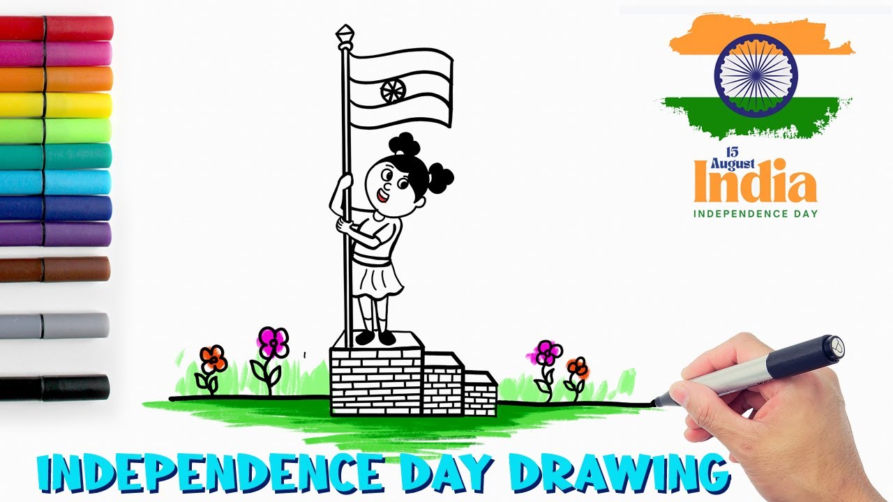 15 August Drawing | How to Draw Independence Day Poster Easy Step By ...