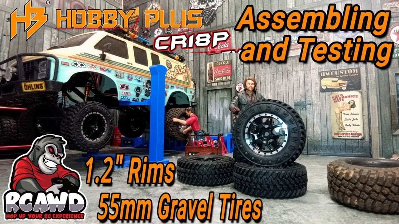 RCAWD 1.2 Rims and 55mm Small Gravel Tires CR-18P Rock Van #RcGarage # ...