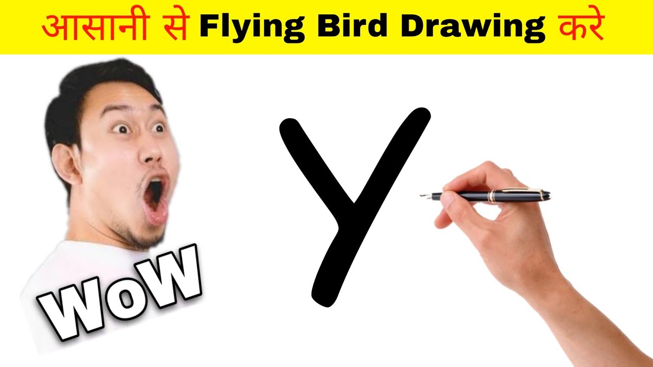Flying bird hand drawing // How to draw a flying bird - YouTube