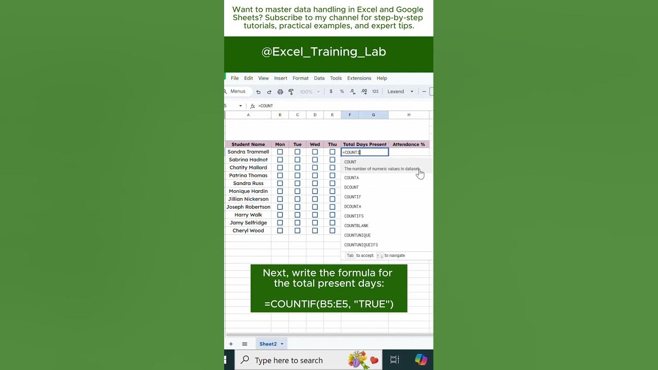 Track Attendance Easily with Checkboxes in Excel 📊 |#excel #dataanalytics #shorts #video # ...