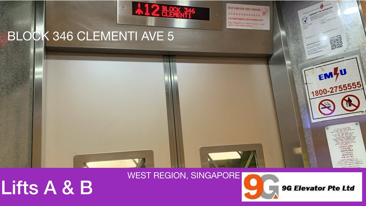 HDB Block 346 Clementi || 9G Elevator (Lifts A & B) - YouTube