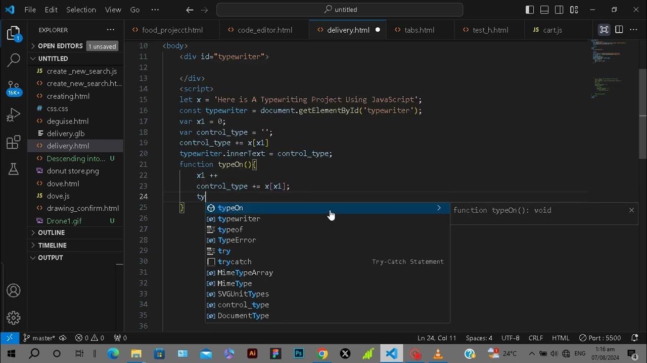 HTML, CSS, JAVASCRIPT CODE FOR CREATING A MODERN SYSTEM TYPEWRITER ...