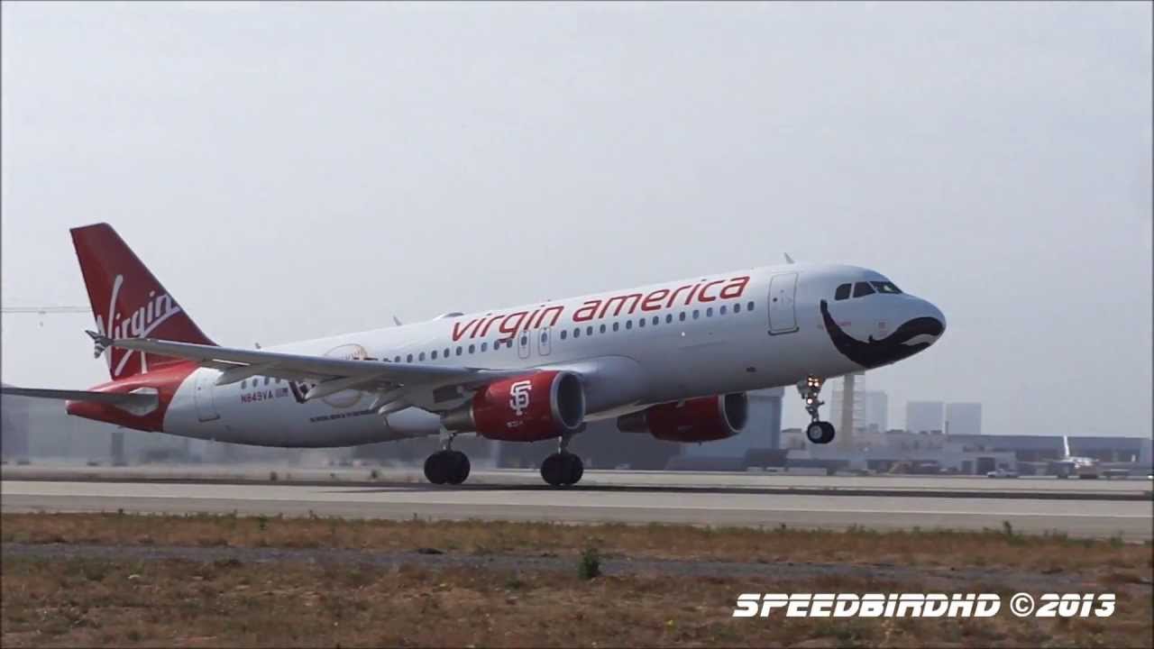 Virgin America 'Flying Beard' Airbus A320-214 [N849VA] Taxi and Takeoff ...