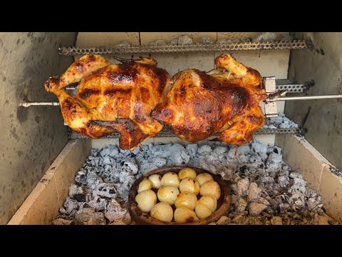 KÖZDE TAVUK ÇEVİRME TARİFİ!!! MAKİNEYİ BABAMLA YAPTIK!!!