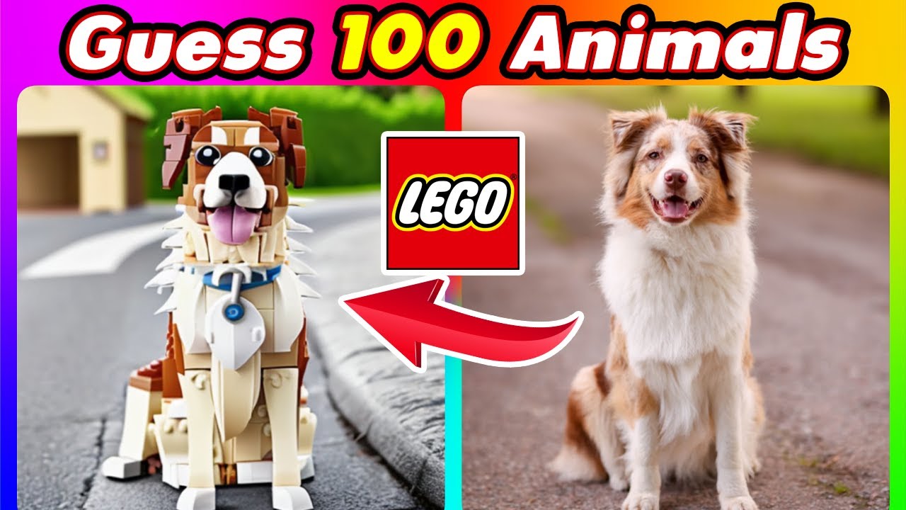 Guess 100 Animals with Lego Blocks! 🐼🦁 Animal Quiz | How Many Animals ...