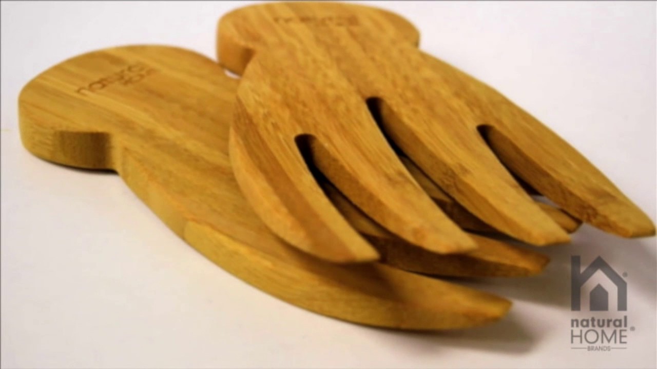 Natural Home Bamboo Salad Hands - YouTube