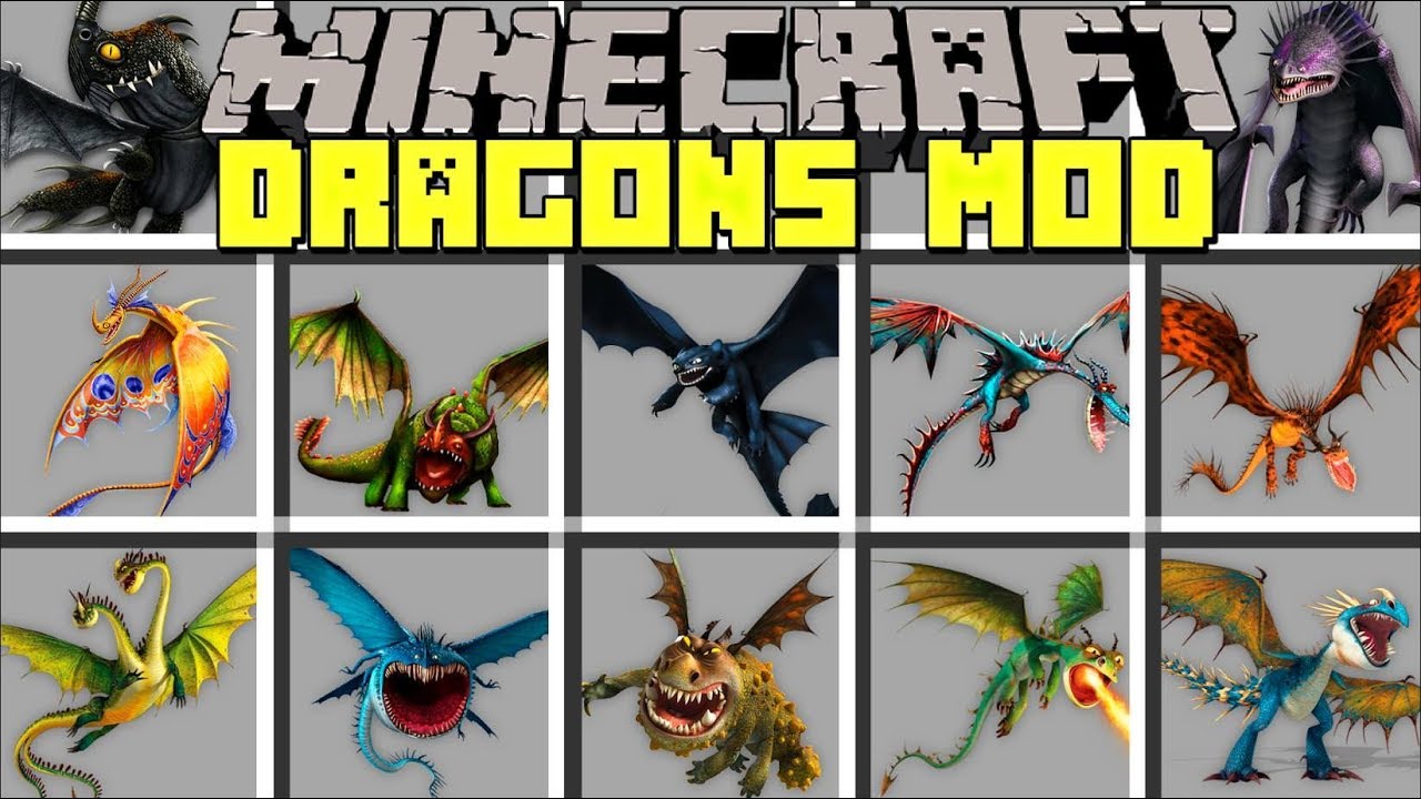 Minecraft DRAGONS MOD l SPAWN & TAME GIANT DRAGONS TO BATTLE MOBS! l ...