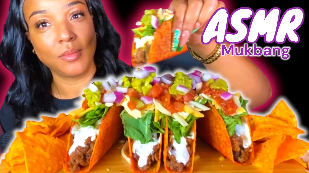 ASMR MUKBANG | Nacho Cheese Crunchy Tacos | Tacos Mukbang - YouTube