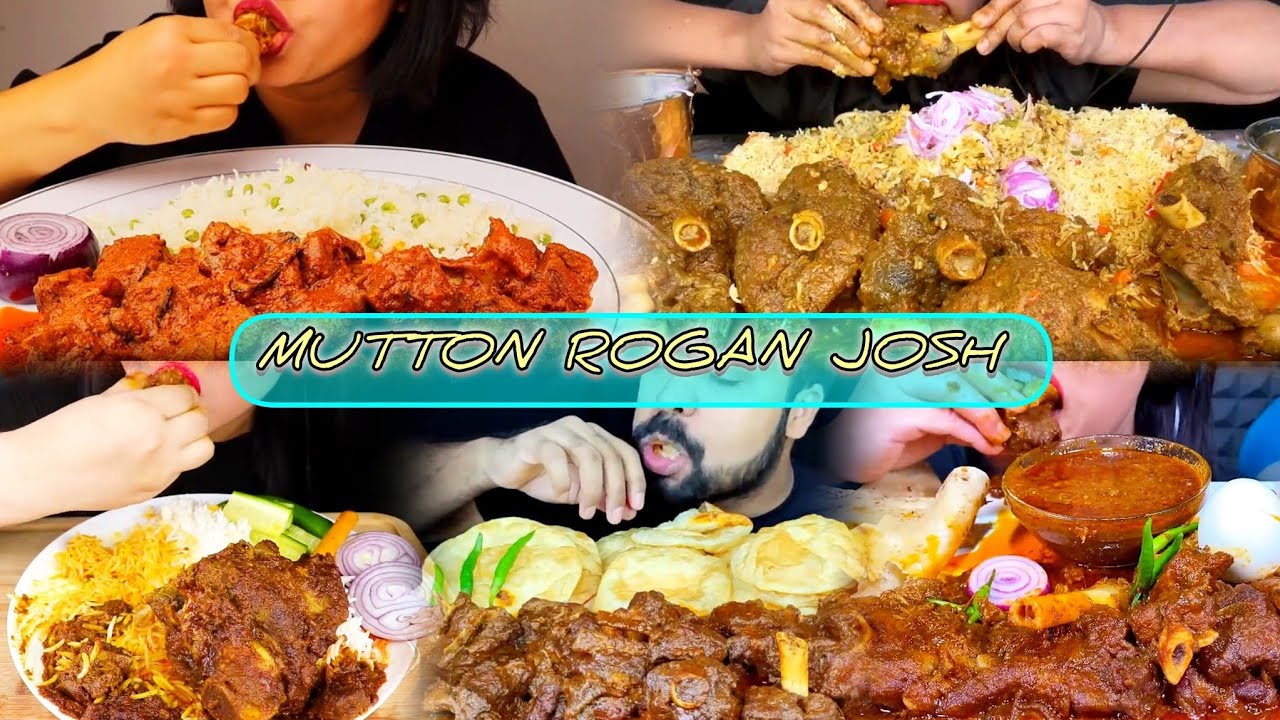 SPICY MUTTON ROGAN JOSH EATING WITH RICE × PARATHA 🤤🥵 BY FAMOUS MUKBANGERS 🔥 - YouTube