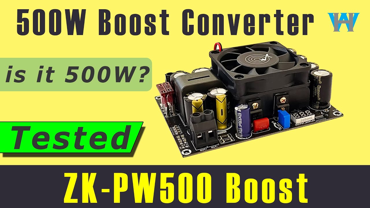 Test of ZK PW500 boost Converter 500W DC 12V-27V to 24V to 48V Step Up ...