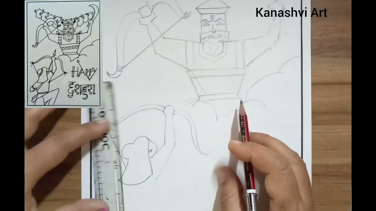 How to draw Dussehra Scenery - Step by step || Indian festival ...