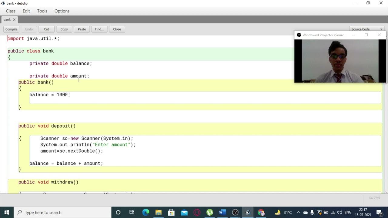 A bank account project in java|| java mini project for icse school ...
