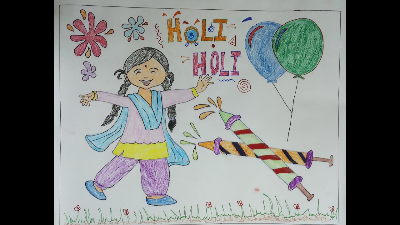 Holi School Project Art - YouTube