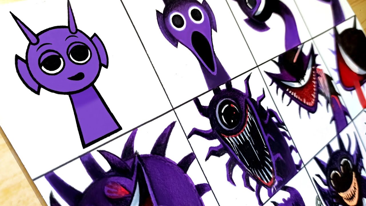 Drawing SPRUNKI (Durple) Phase 1 to Phase 12 - INCREDIBOX SPRUNKI - YouTube