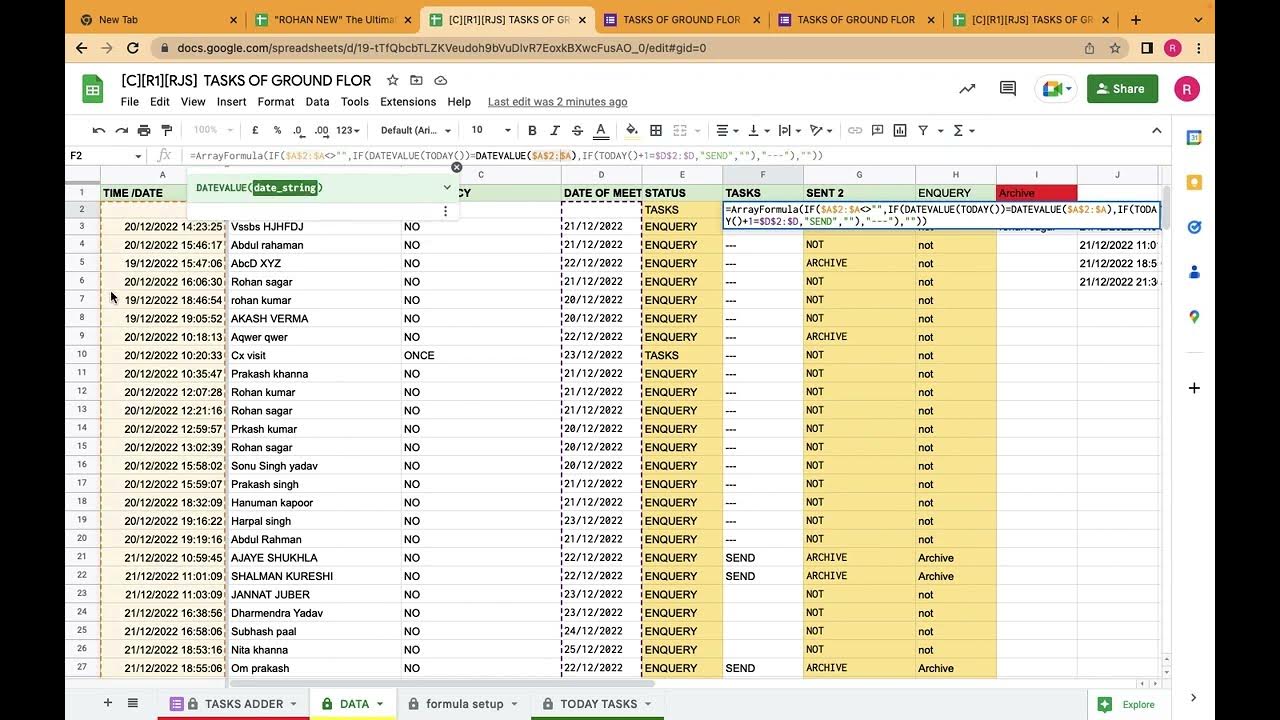 Google Sheets how to Make Employees tasks System - YouTube