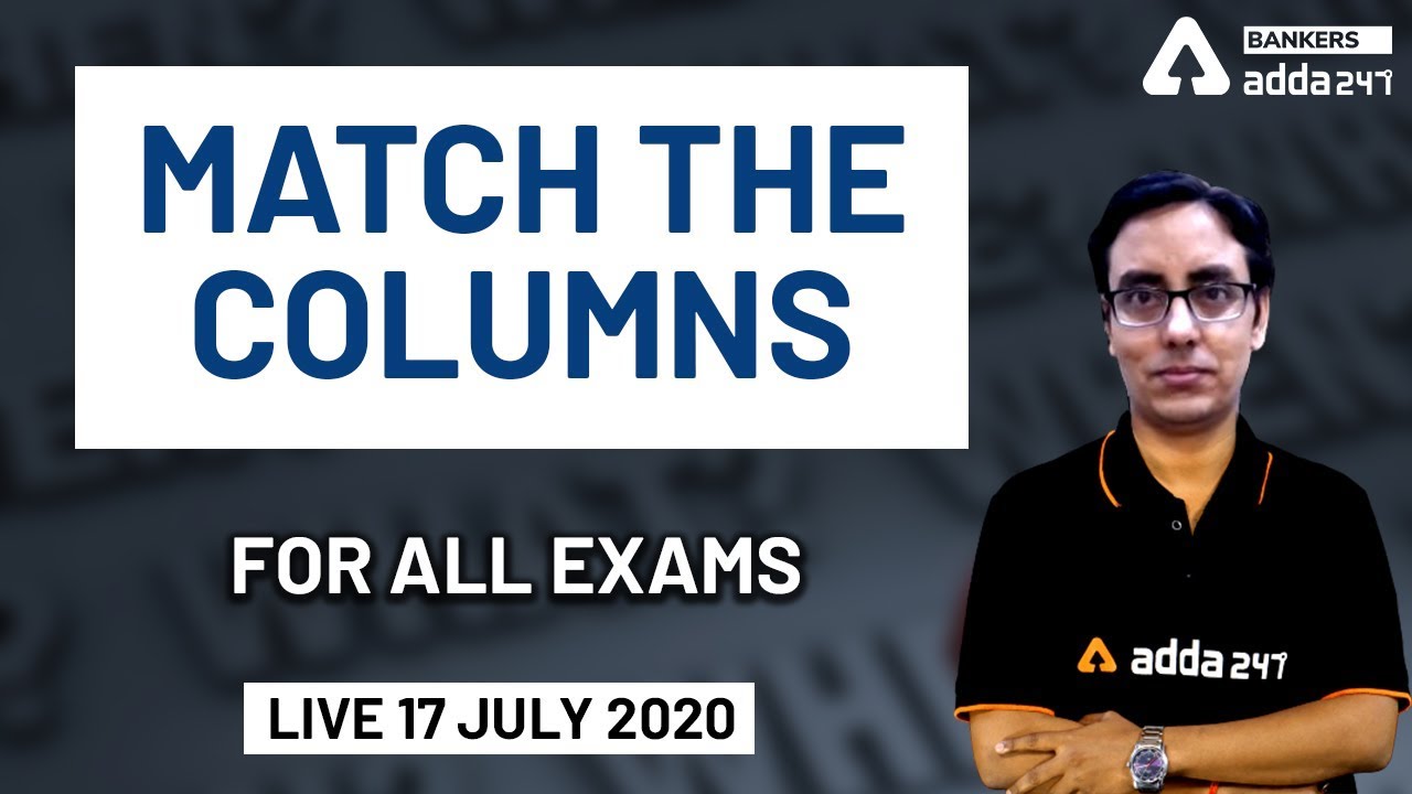 English for All Bank Exams 2020 | Match the Columns for Bank Exams ...