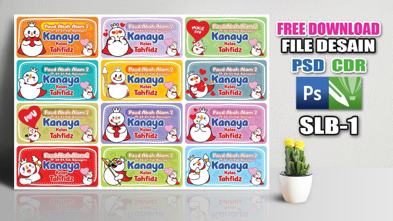 GRATIS DOWNLOAD 12 DESAIN STICKER Label Buku Pelajaran #mixue ...