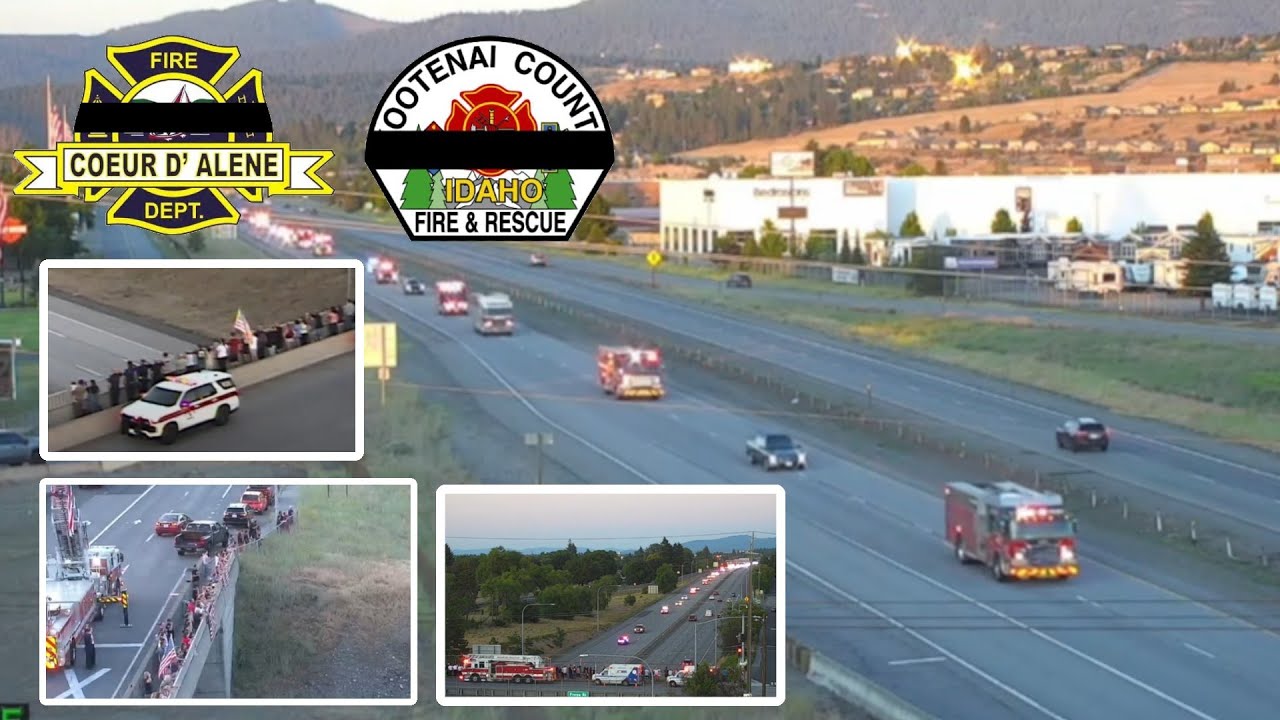 Procession for fallen Coeur d'Alene firefighters, Spokane County, WA, 6 ...