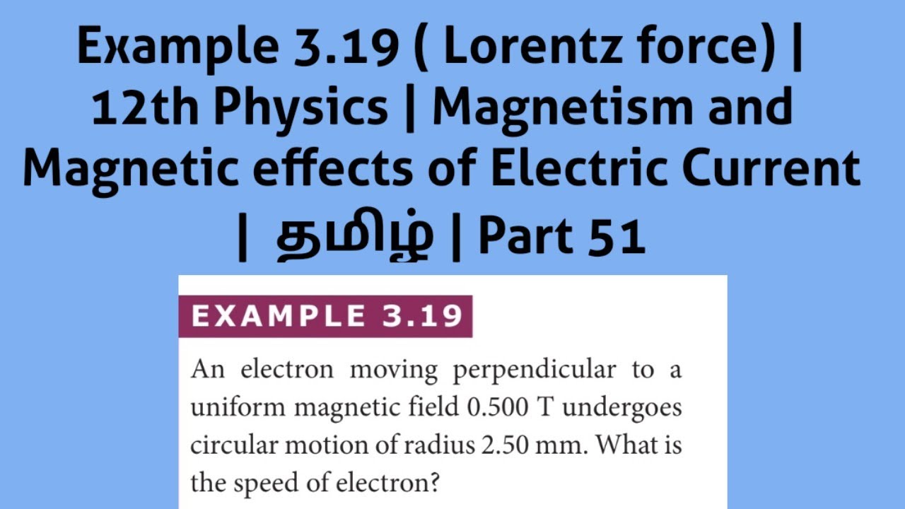 Example 3.19 ( Lorentz force) | 12th Physics | Magnetism and Magnetic ...
