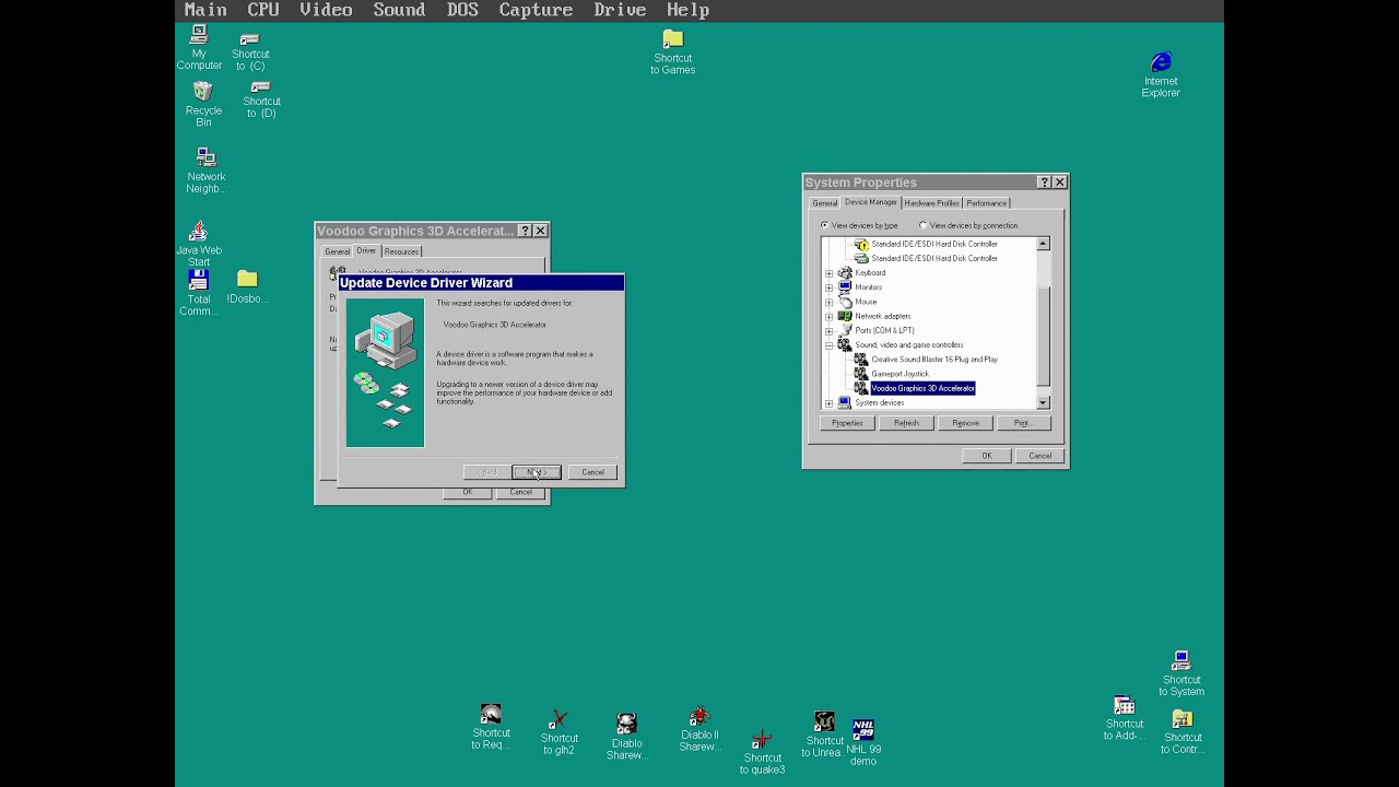 Dosbox-X Windows 98 SE 3Dfx Emulation state - YouTube