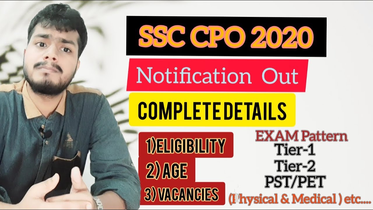 SSC CPO 2020 Notification Out | important Details | Vacancies ...