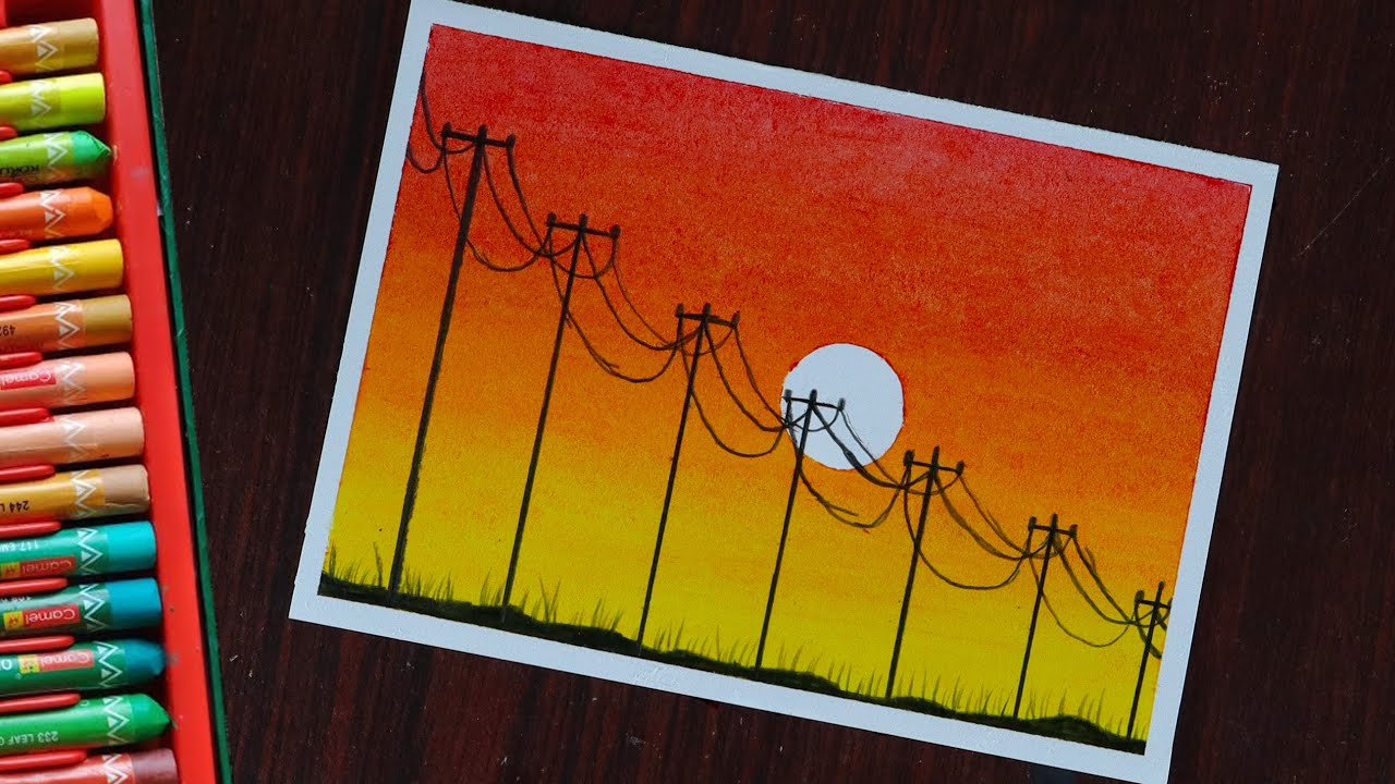 Daily Artiva Art Lesson #68 / Electric Line Scenery Drawing OilPastel ...