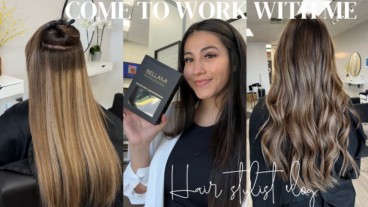 COME TO WORK WITH ME | FULL DAY OF HAIR EXTENSIONS, BELLAMI HAIR, SALON ...