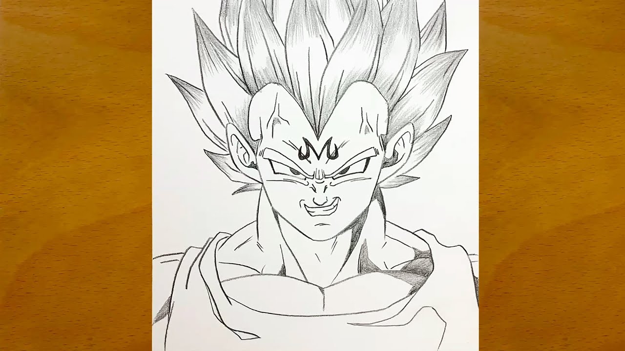 Anime sketch | How to draw Majin Vegeta from Dragon Ball | Draw Anime ...