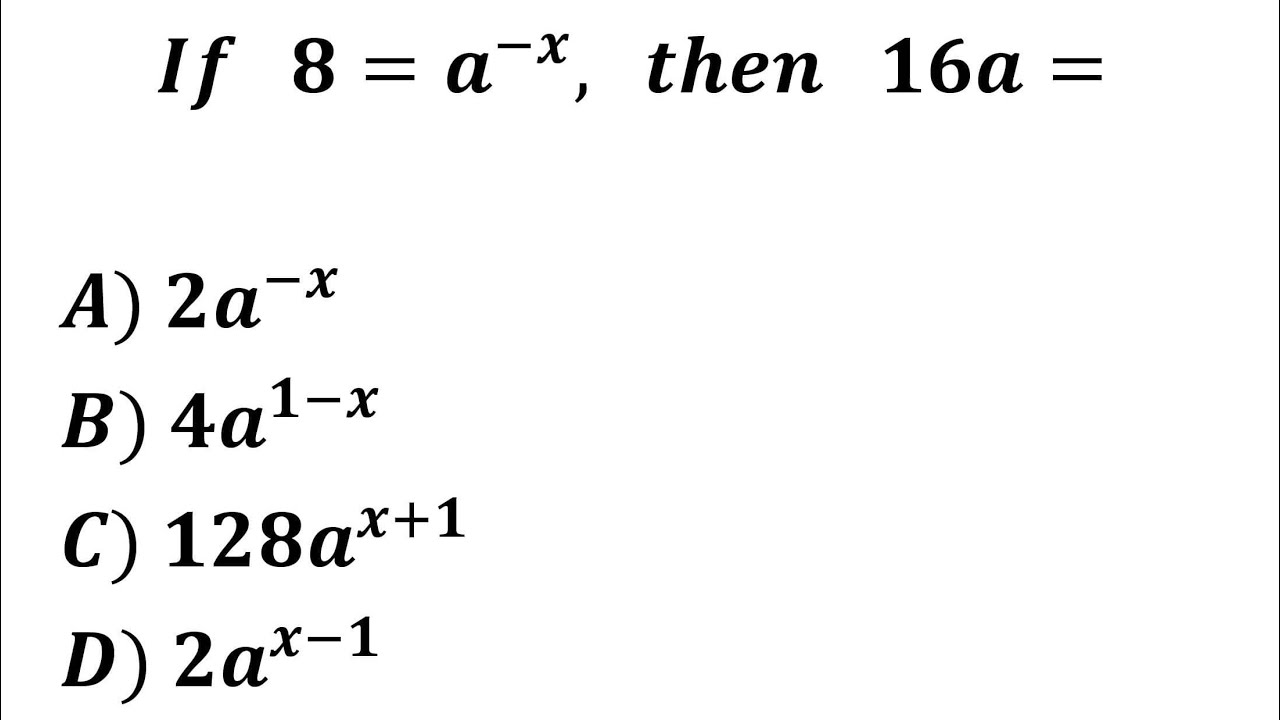 SAT Hard Problem 82 (Exponents) - YouTube