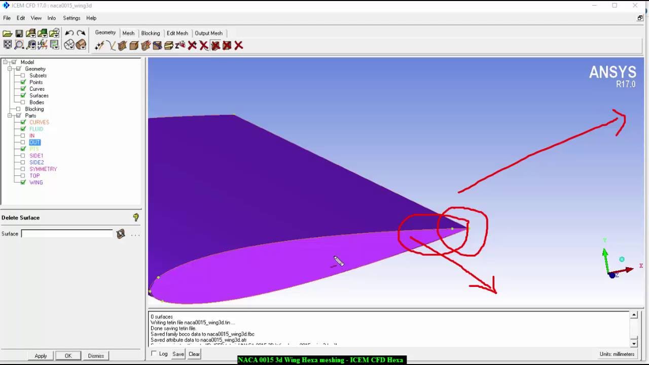 NACA 0015 Wing 3D Hexa Mesh (1/2) - YouTube