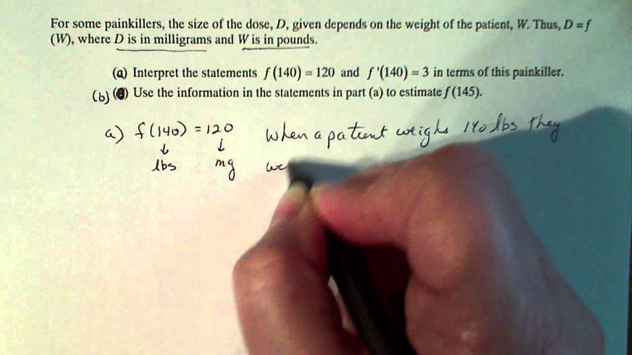 Calculus 1 Interpreting Function And Derivative Values In Context Youtube