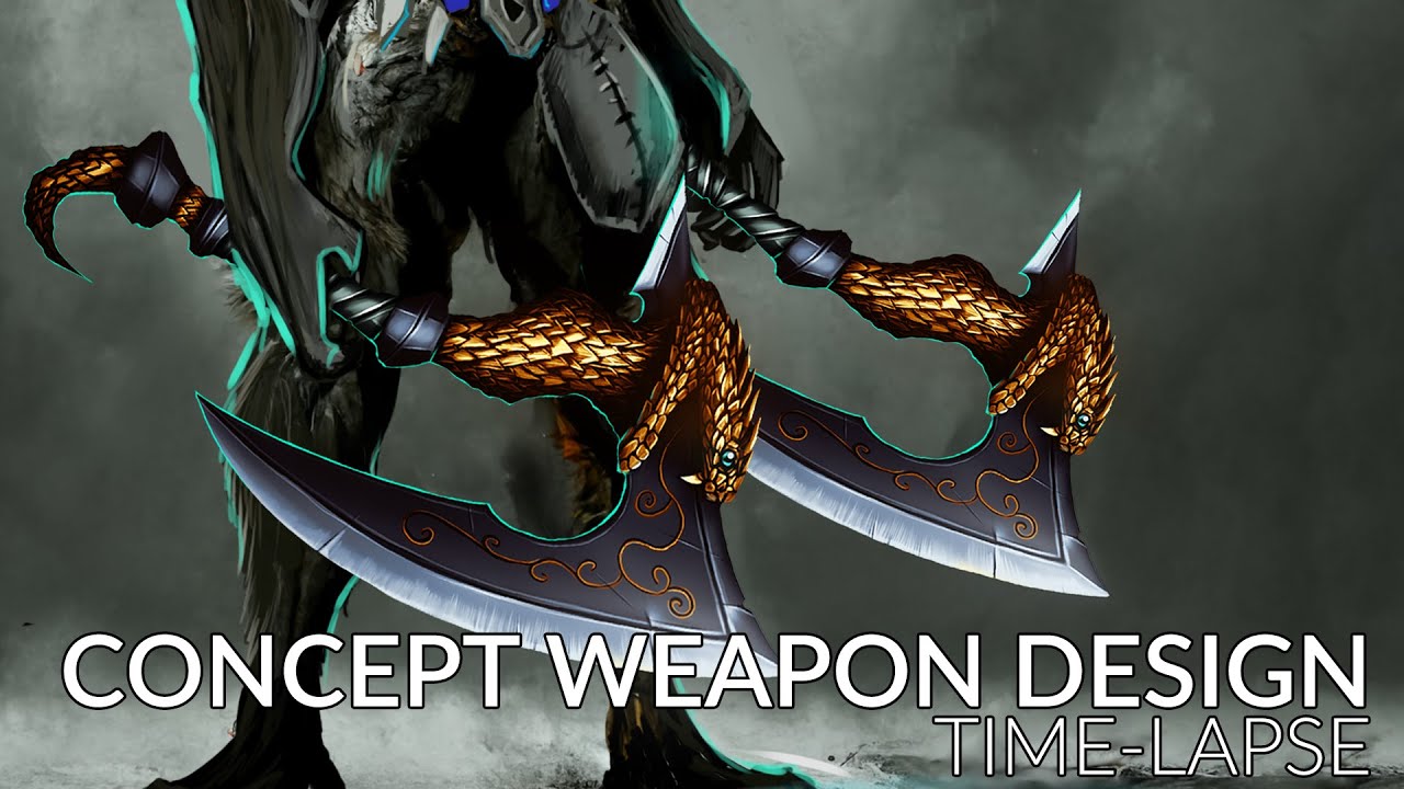 Concept Weapon Design Time-Lapse x15 speed. Axe - YouTube