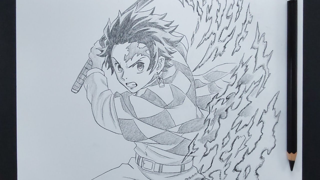 How To Draw Tanjiro Fire Breathing Step By Step || Easy Anime Drawing ...