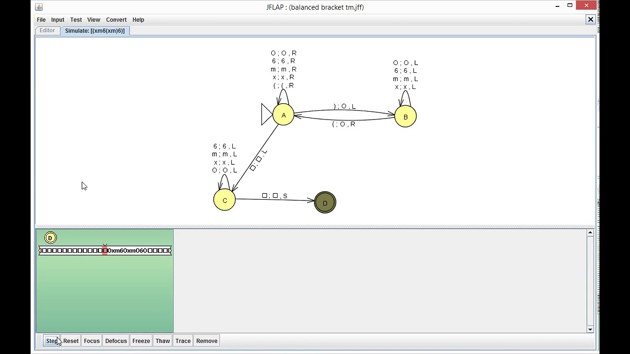 Balanced Bracket Turing Machine in JFLAP - YouTube