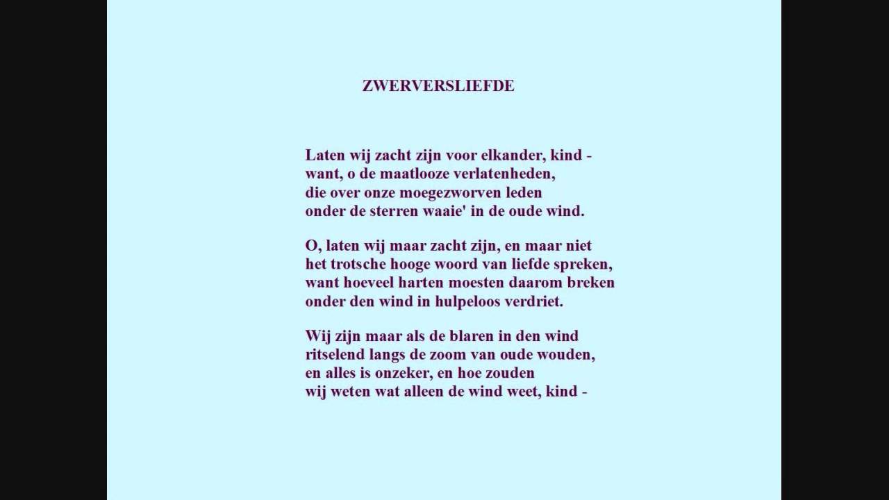 Adriaan Roland Holst - Gedicht: 'Zwerversliefde' - YouTube